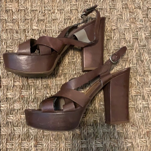 progetto | Shoes | Progetto 39 Brown Leather Chunky Platform Heel ...